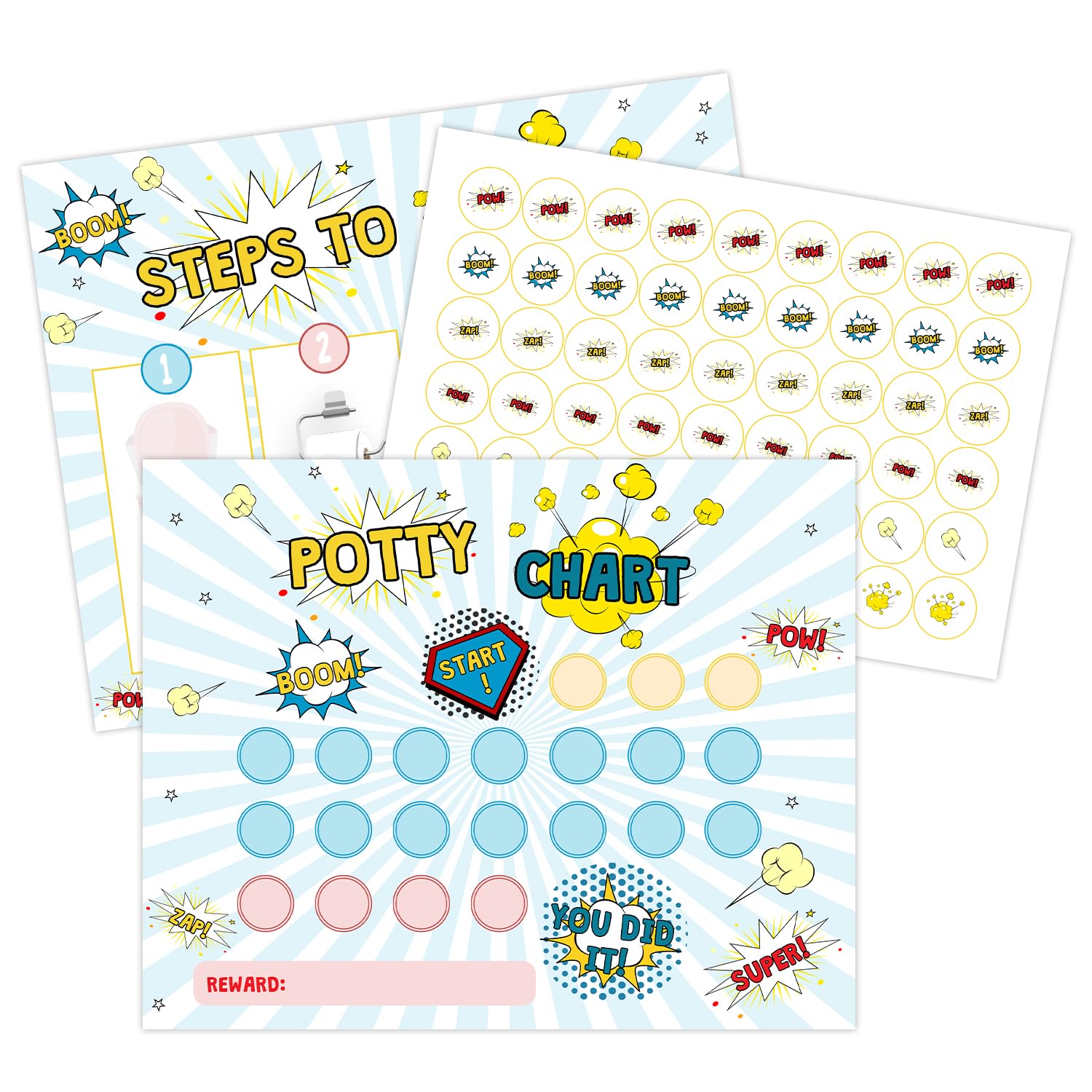 Amazon.com: Superhero Potty Training Chart, Comic Hero Potty Training ...