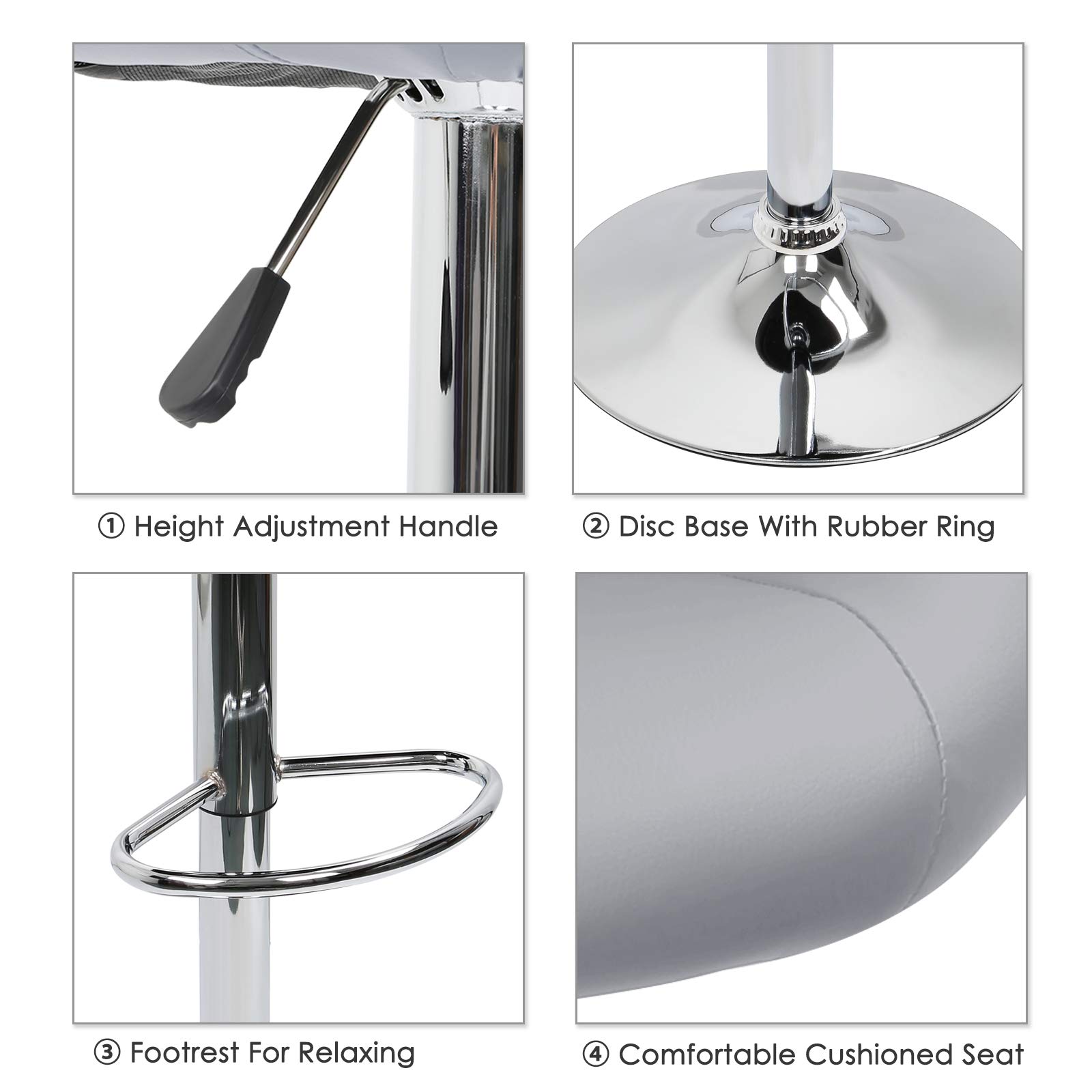 IntimaTe WM Heart Bar Stools Set of 2, Adjustable Breakfast Kitchen ...