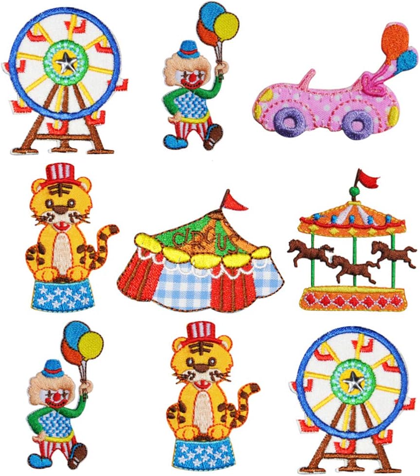 Amazon.com: NUOBESTY Iron on Patches, Colorful Circus Pattern Patch ...