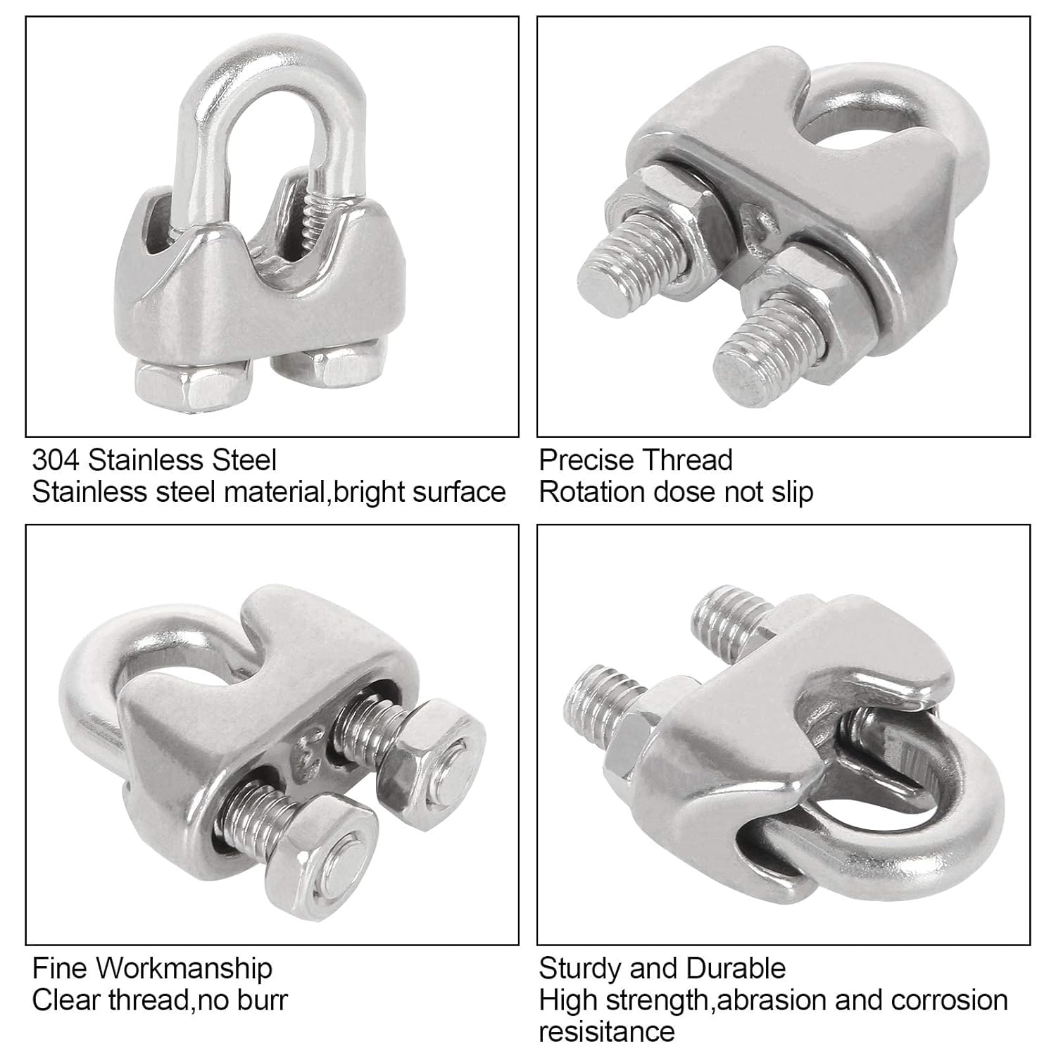 Snapklik.com : 40PCS Cable Clamps 1/8 Wire Rope Clamp M3 Stainless ...