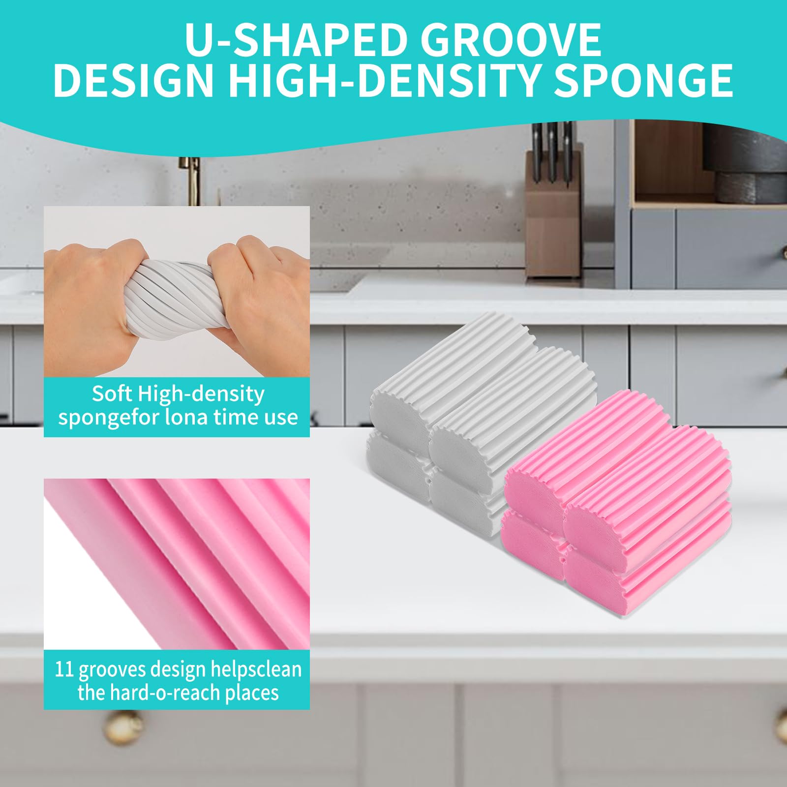 Snapklik.com : 8-Pack Damp Clean Duster Sponge, Sponge Cleaning Brush ...