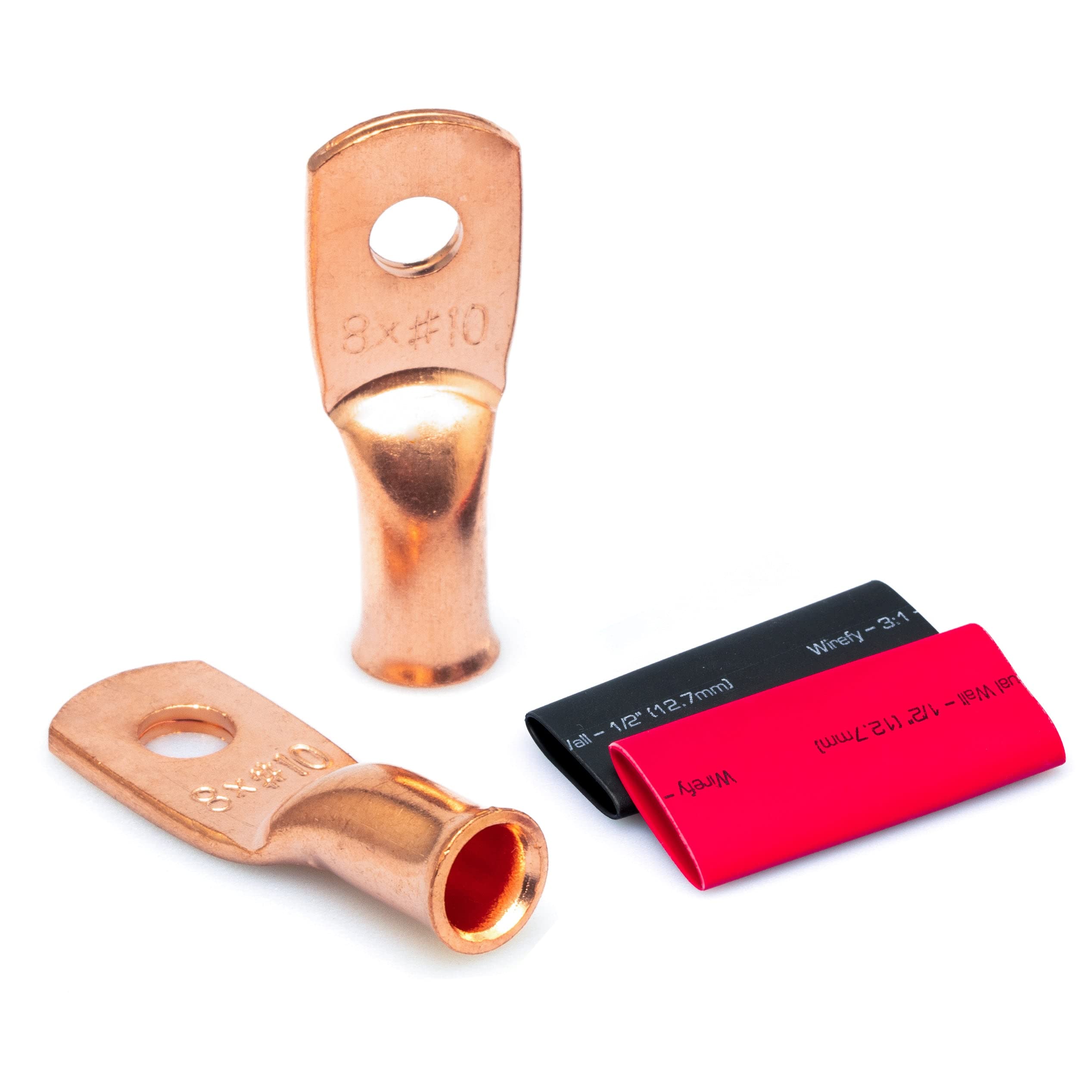 Snapklik.com : 8 Gauge #10 Wire Lugs - Copper Cable Lugs - Battery Wire ...