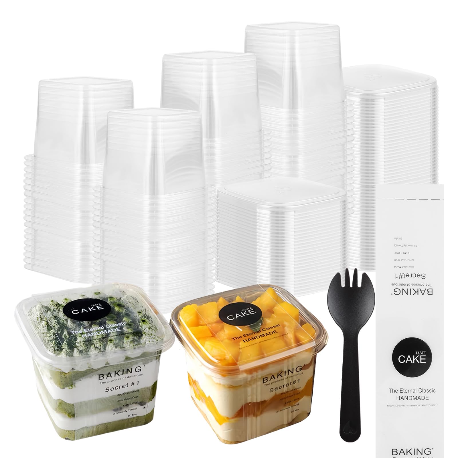 Amazon.com: JMIATRY 100 Count 12 oz Square Plastic Dessert Cups with ...