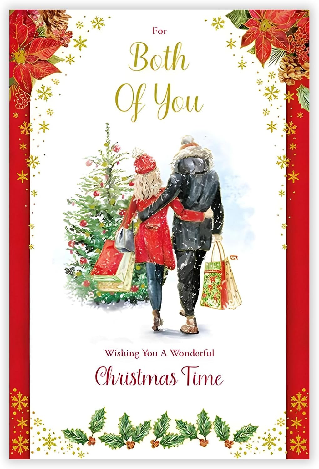 Paper Rose Both of You Christmas Card - Couple on Snowy Walk with Foil ...