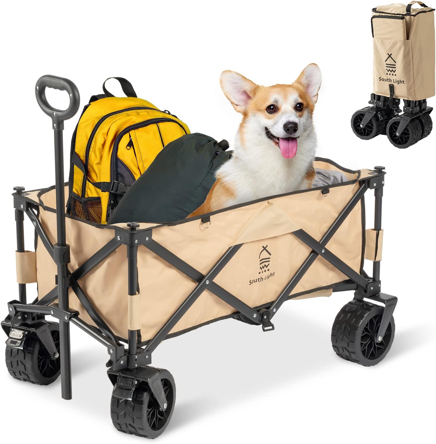 Amazon.co.jp: 【South Light 】キャリーワゴン キャリーカート 折りたたみ 4輪 頑丈 大容量 145L タフ ワイドタイヤ 軽量 コンパクト 自立 アウトドアキャリー ...