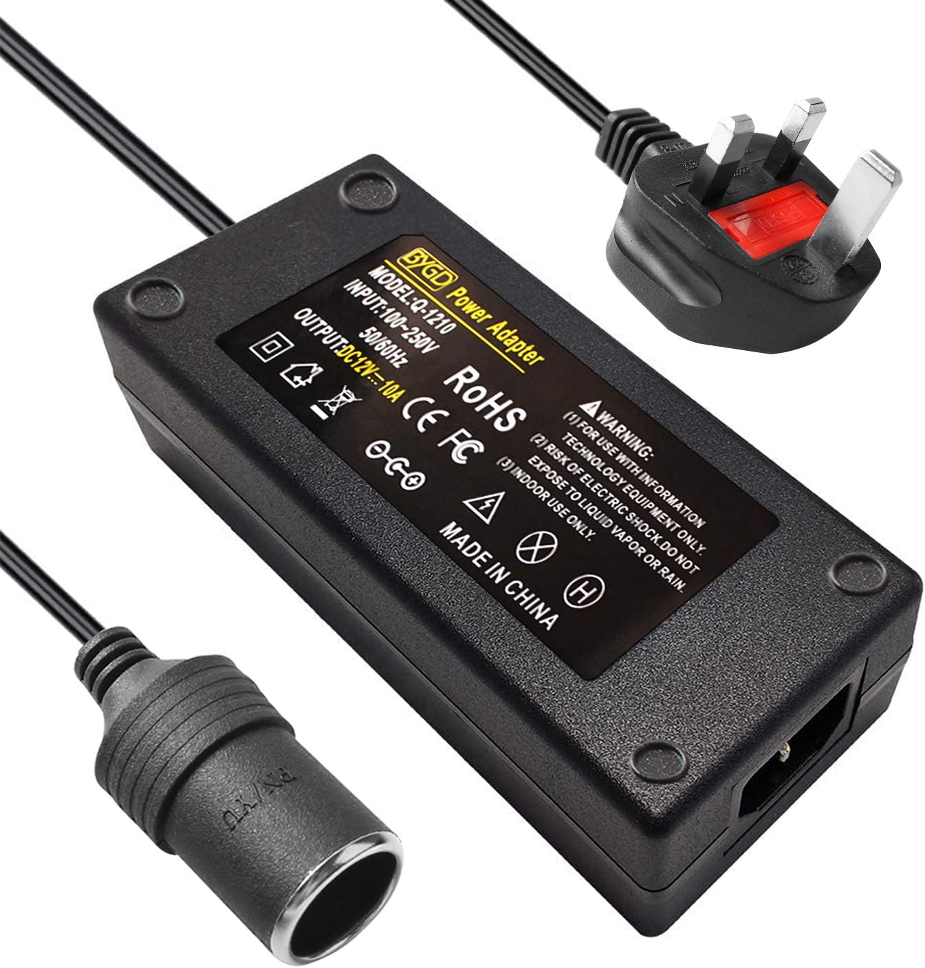 240V Mains to 12V 8A Car Power Adapter Power Supply Cigarette Lighter ...