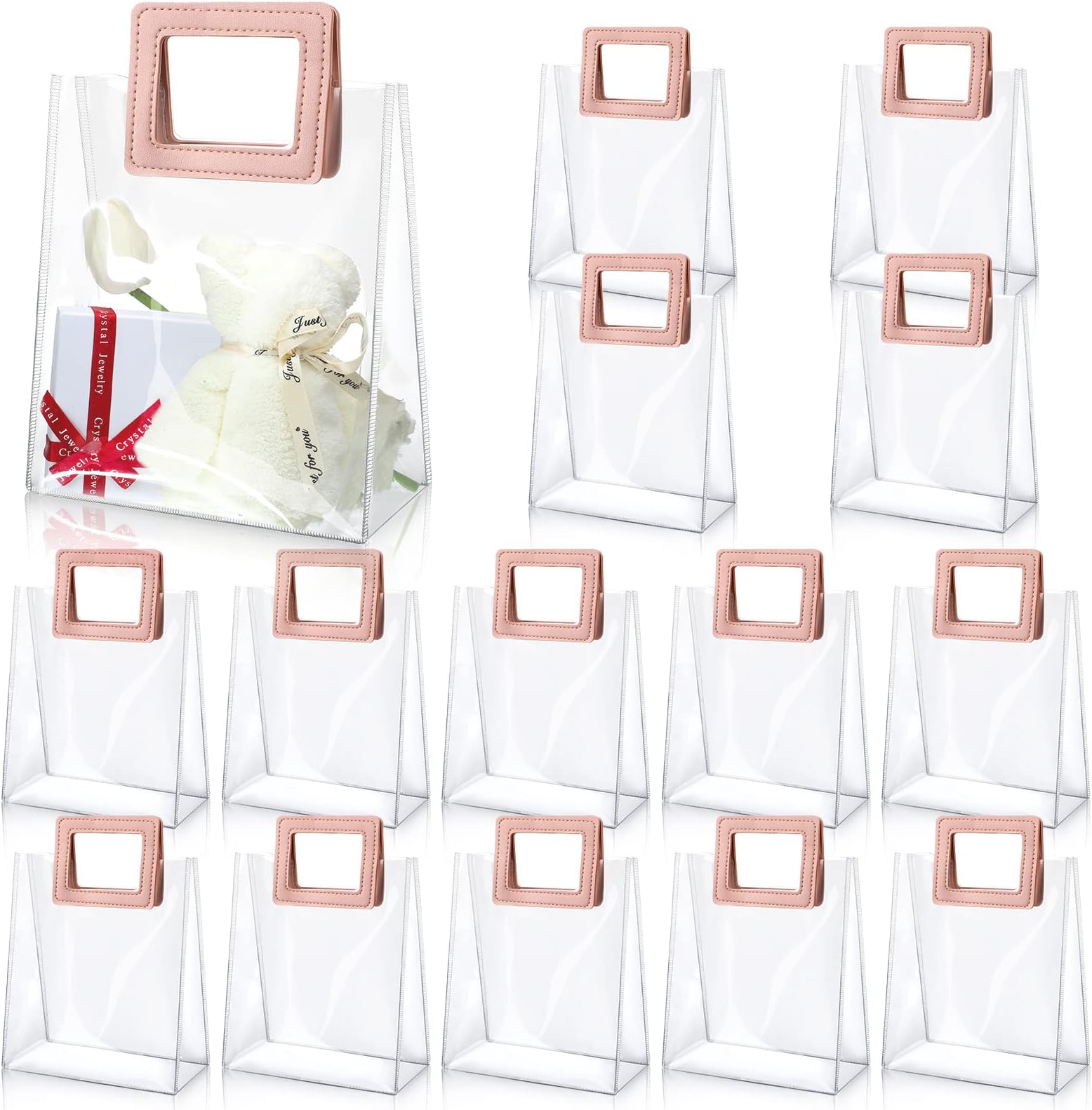 Amazon.com: Jetec 20 Pcs Clear Gift Bag with Handles Wedding ...