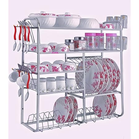 AVAIL Stainless Steel 5 Shelf Wall Mount Kitchen Racks | Dish Rack with ...