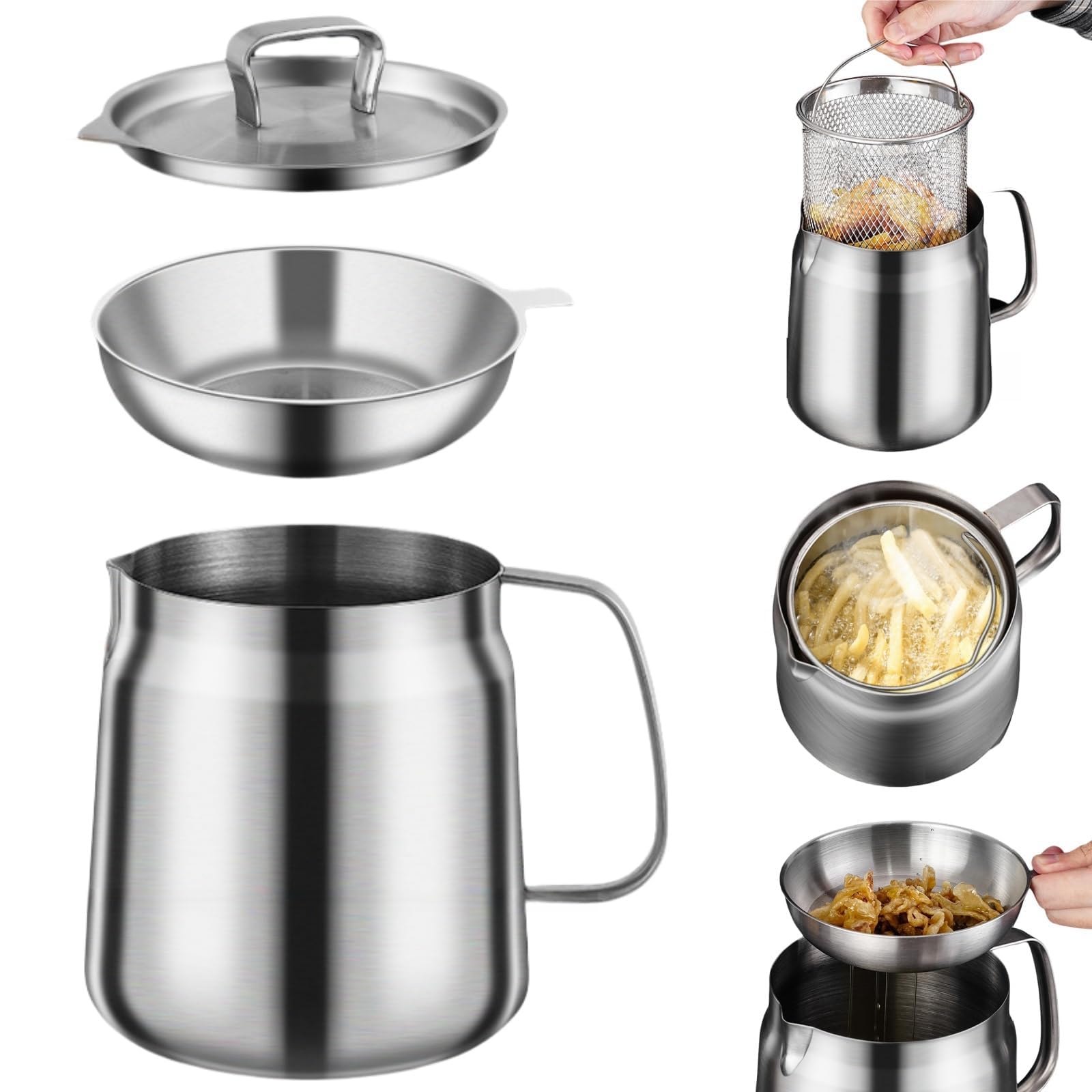 68oz 304 Stainless Steel Oil Filter Pot, Large Capacity Versatile Oil ...