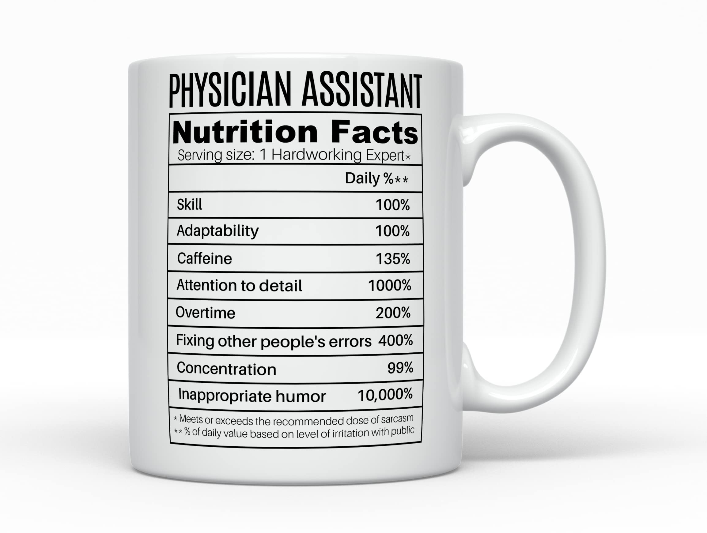 Amazon.com: Physician Assistant PA Nutritional Facts Coffee Mug, Best ...