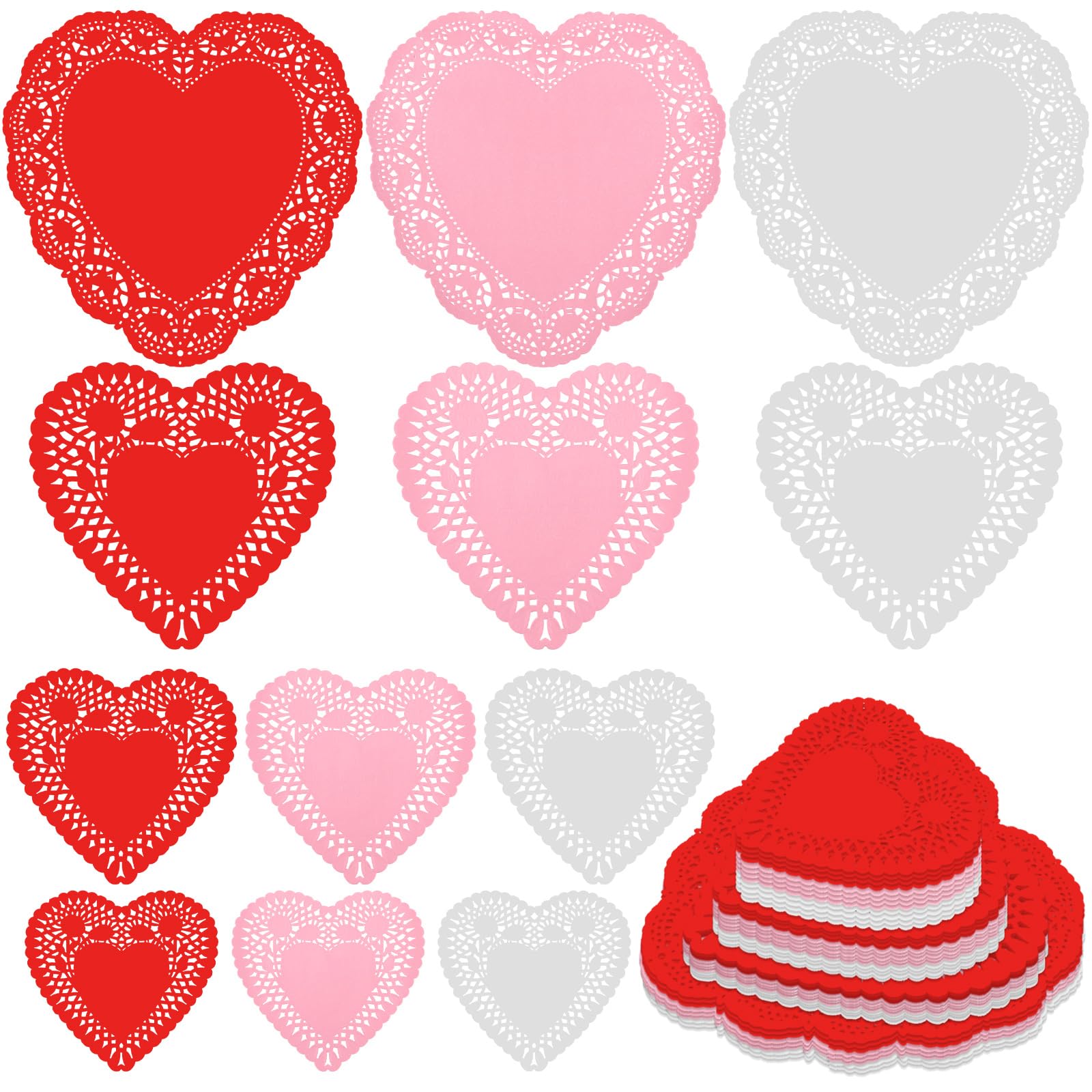 Amazon.com: Glenmal 1000 Pcs Valentine Heart Doilies Valentines Day ...
