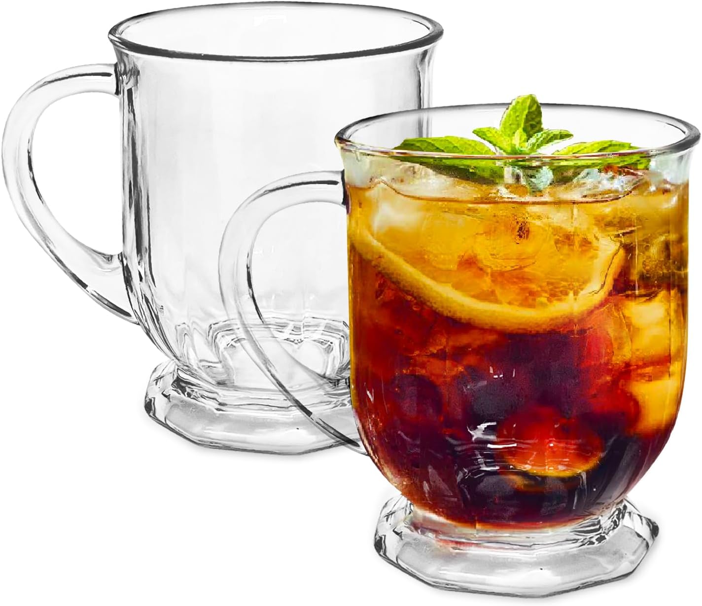 Amazon.com: GATWOEST 24 oz Glass Coffee Mugs Set of 2 Glass Coffee Tea ...