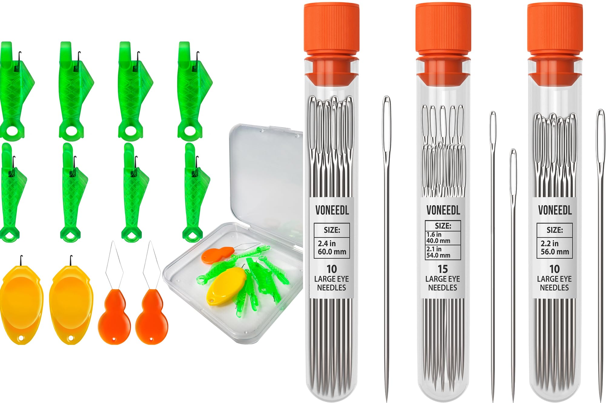 Amazon.com: 10 pcs Needle Threader Set and 35 Big&Thinner Eye Sharp ...