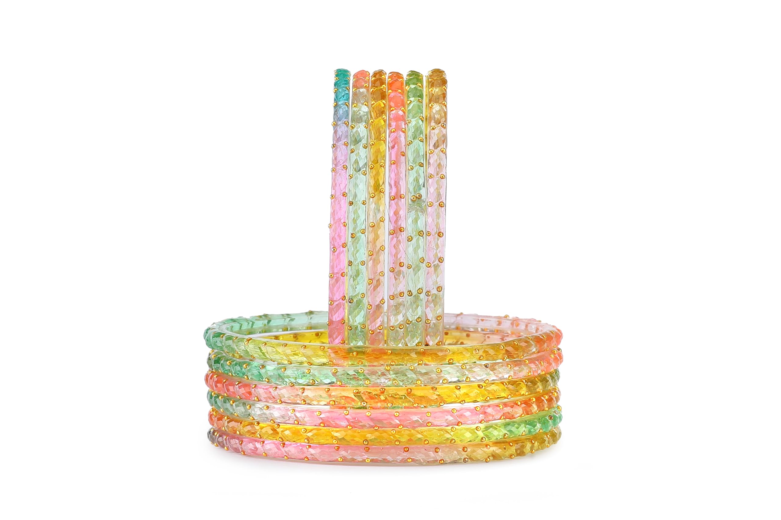 Buy KOTTIAR CREATIONS® Plain and Glossy Finished Raindrop Glass Bangle Set For Women and Girls ...