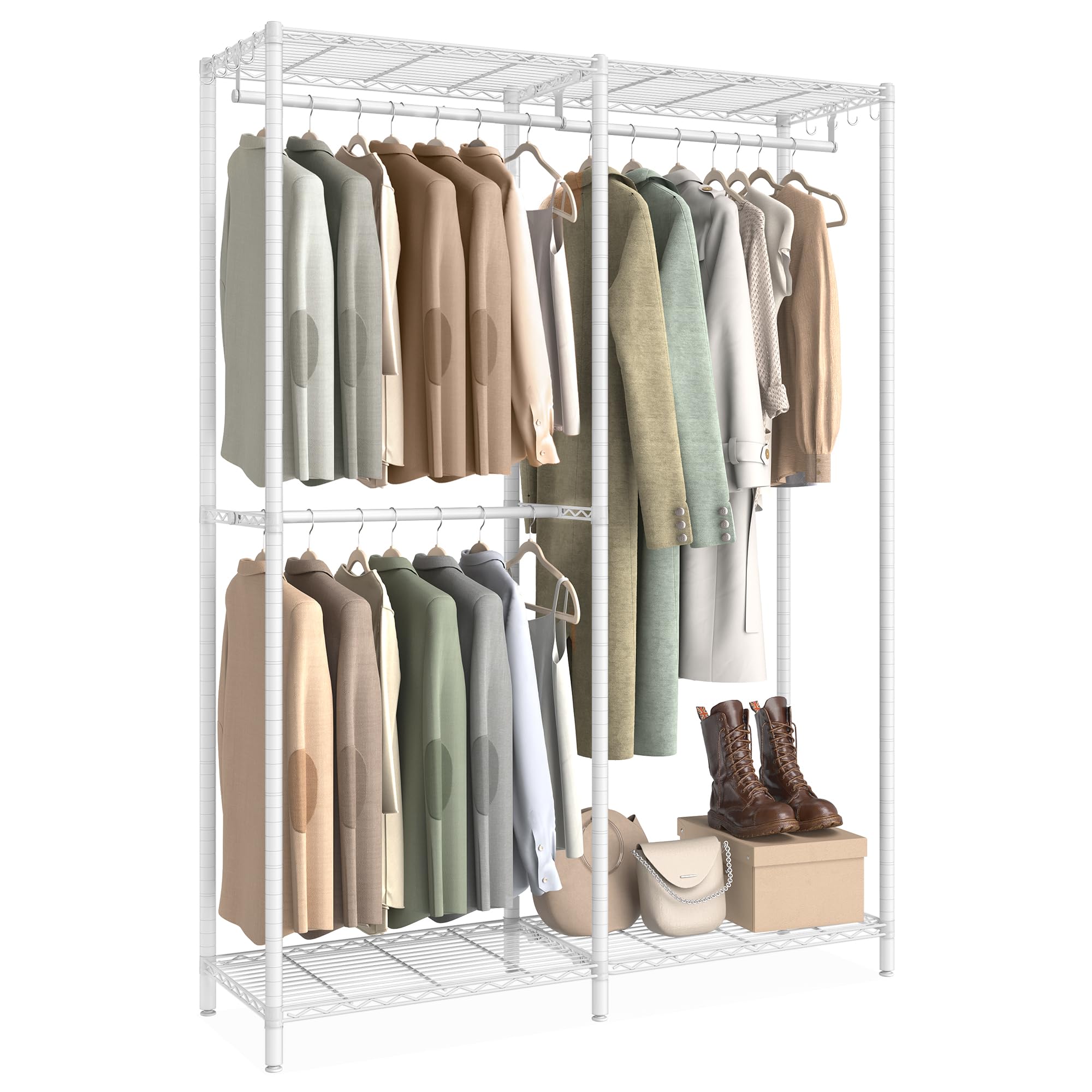 SONGMICS Clothes Rack, Freestanding Wardrobe Closet, Metal Clothing ...