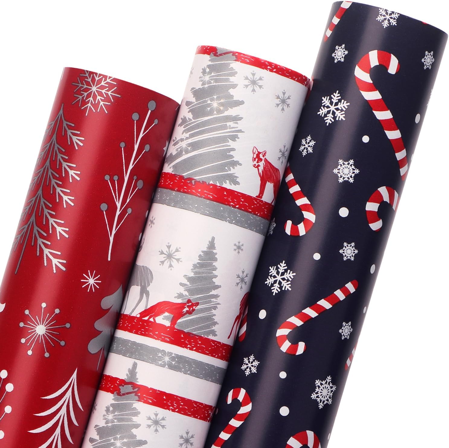 Amazon.com: Ribbli Christmas Wrapping Paper 3 Rolls Christmas Tree ...