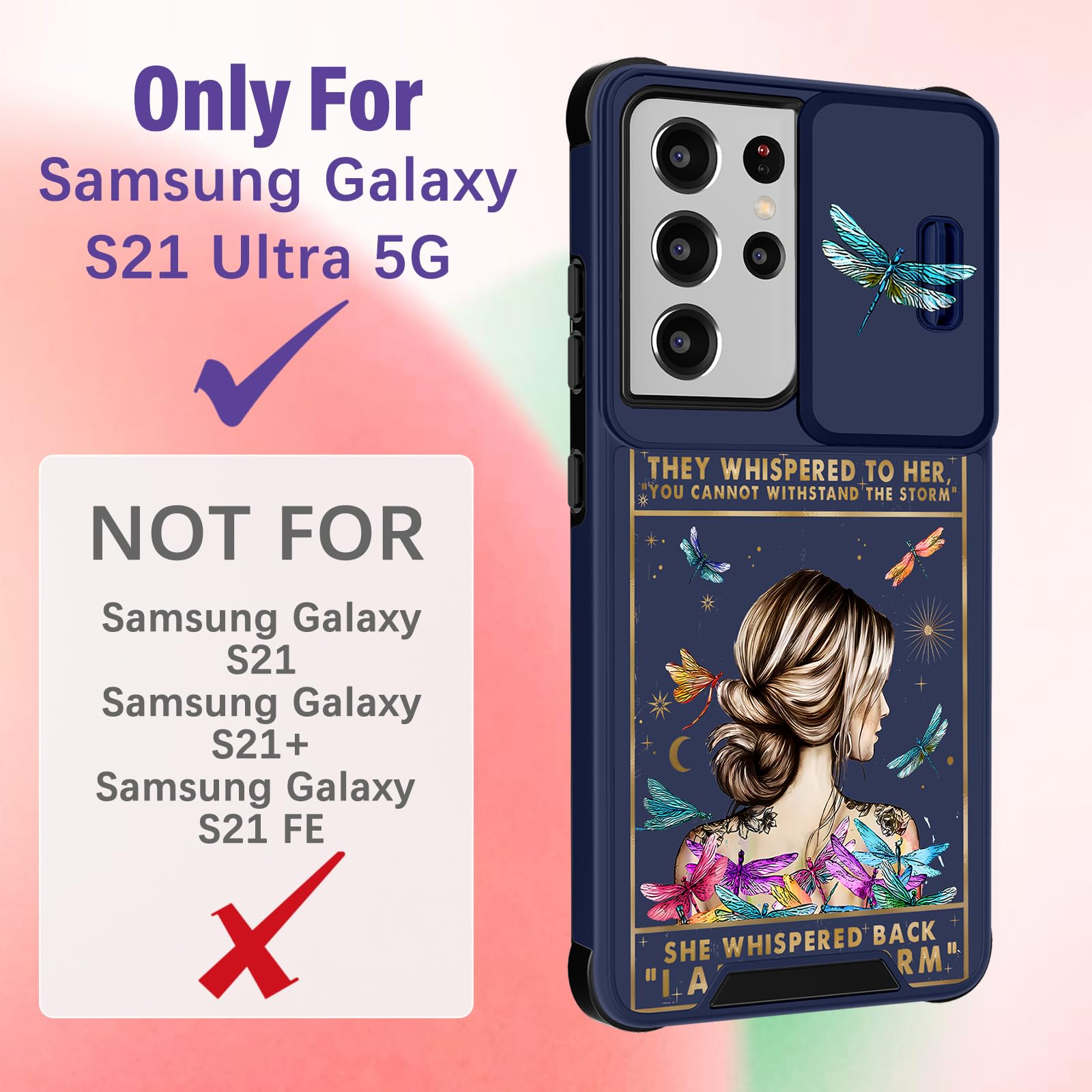 Snapklik.com : Funermei (2in1 For Samsung Galaxy S21 Ultra Case For Women Cute Girls Phone Cover ...