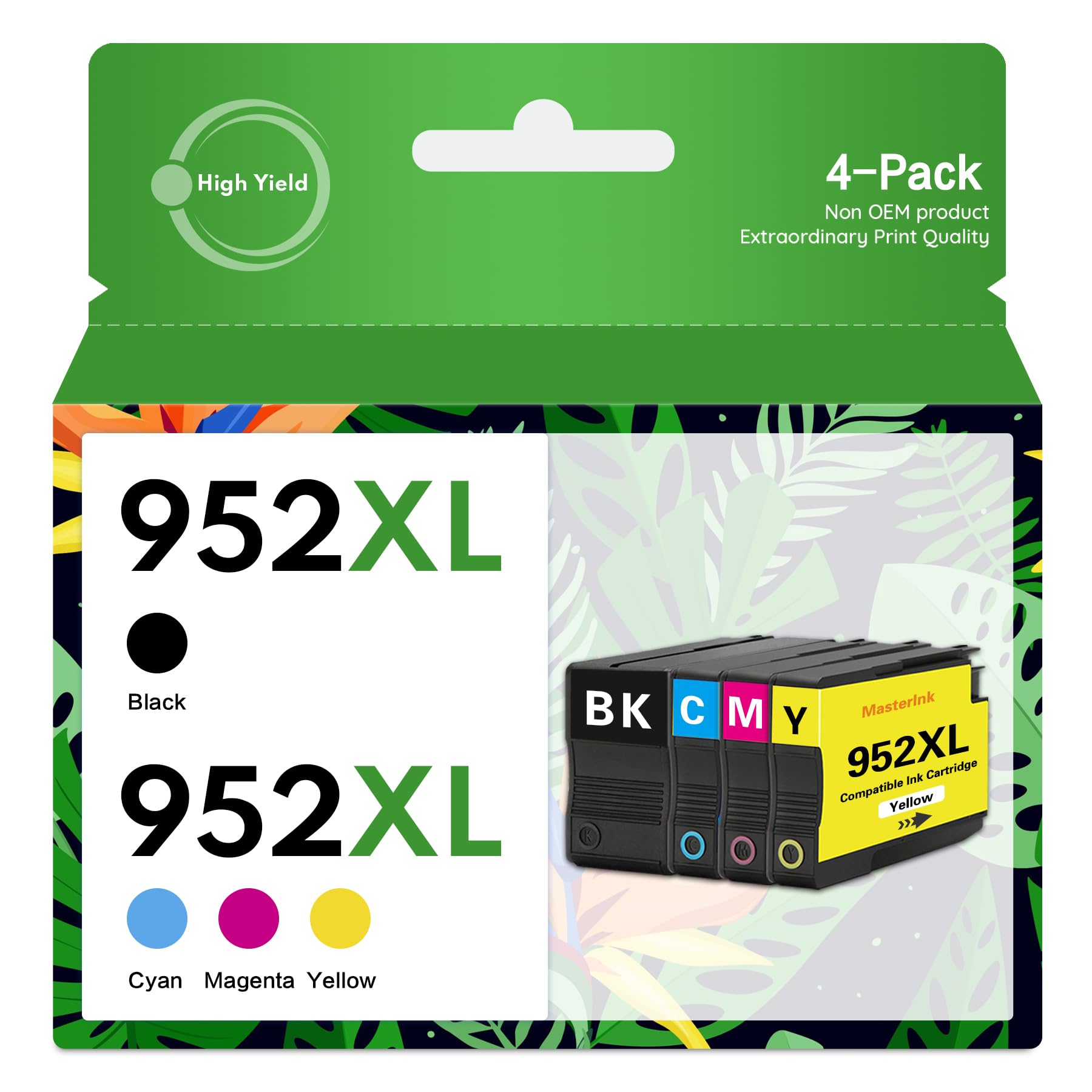 Amazon.com: MasterInk 952XL High Yield Ink Cartridges (4-Pack, Black ...
