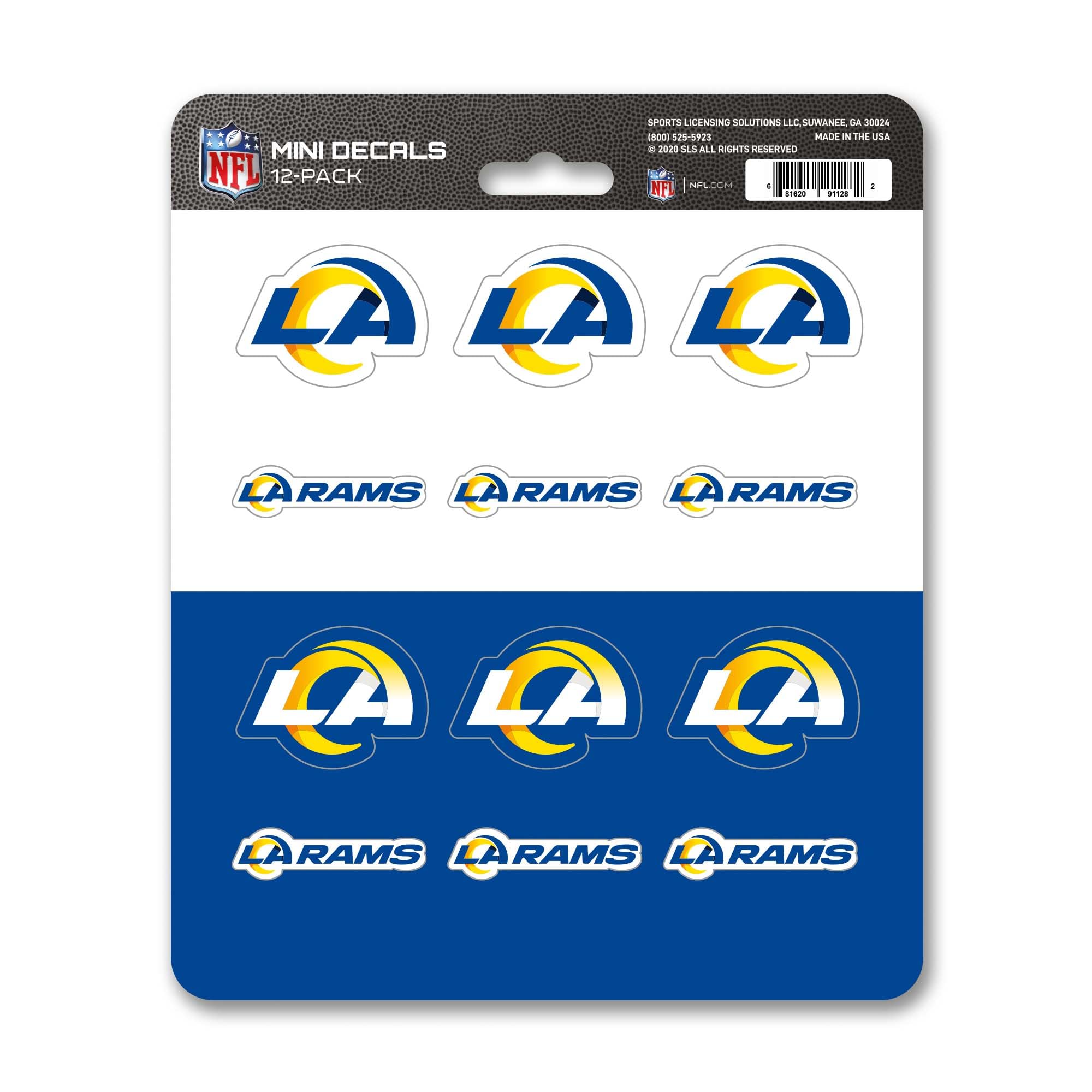 Snapklik.com : 61137 Los Angeles Rams 12 Count Mini Decal Sticker Pack