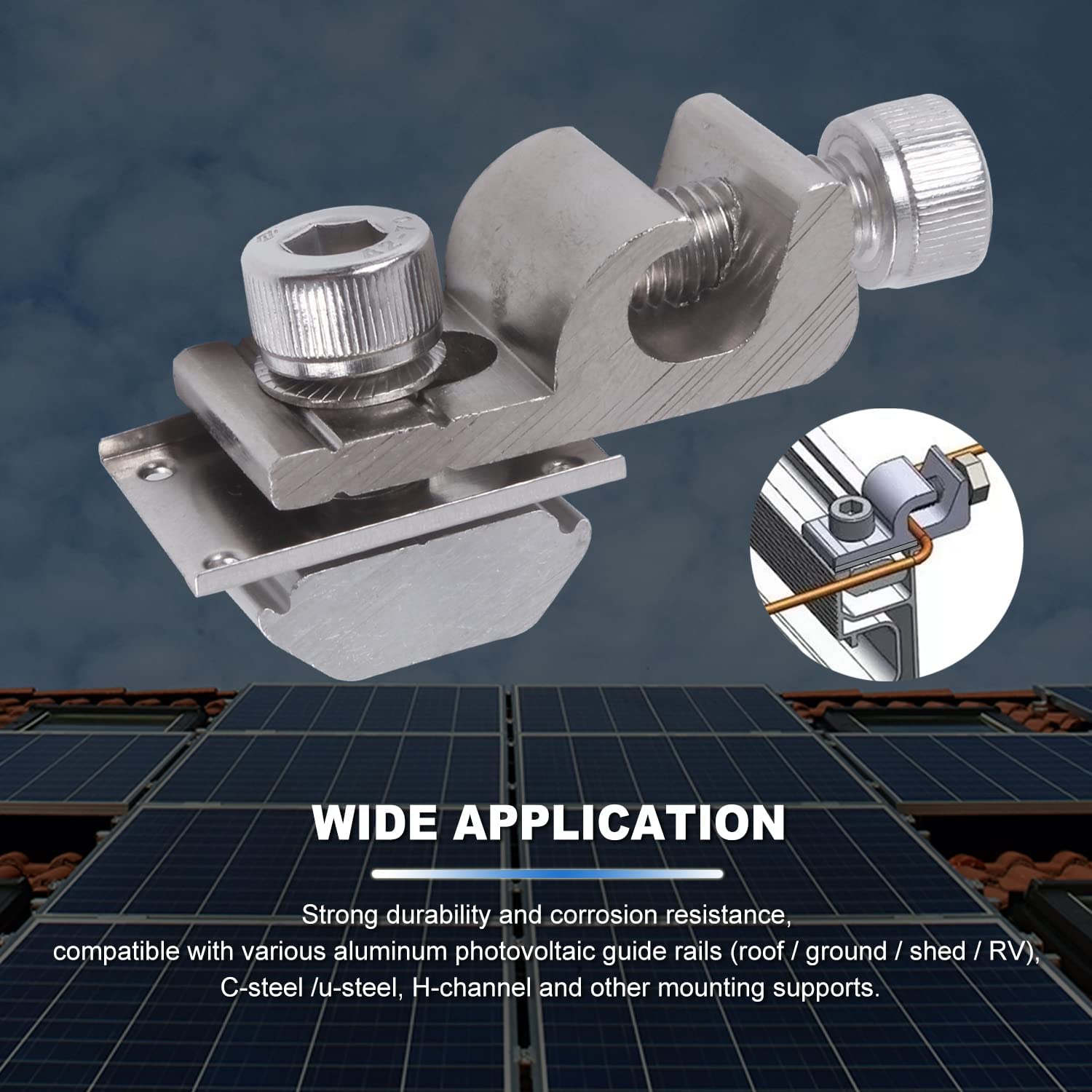 Snapklik.com : 4Sets Solar Panel Photovoltaic Bolt-On Coupling Earthing ...