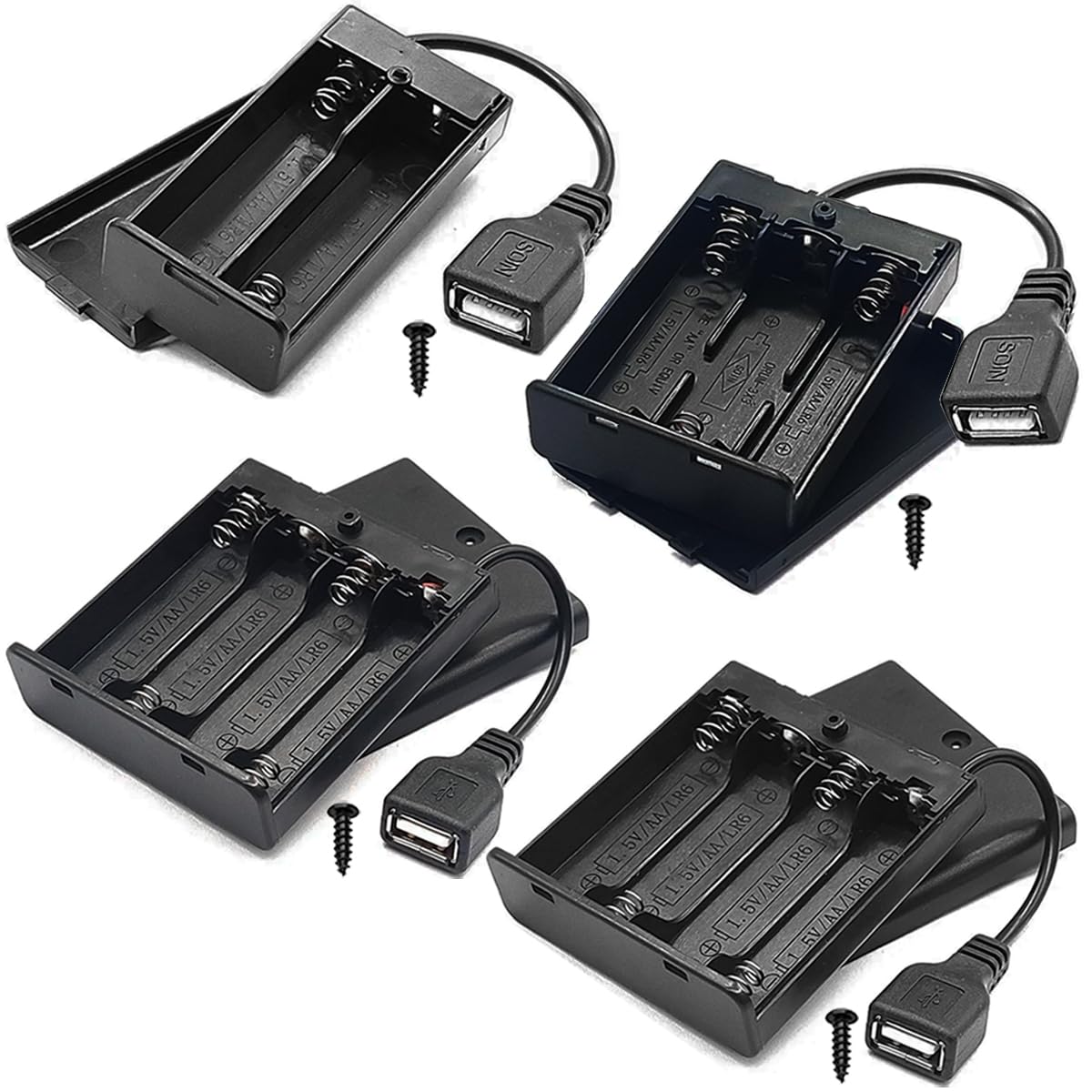 MKBKLLJY 4 Pcs 2/3/4 Slot AA Battery Holder,AA Battery Case with Cover ...