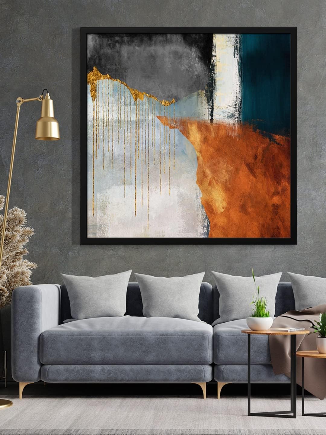 999STORE multi color abstract with golden line artmodern wall painting ...