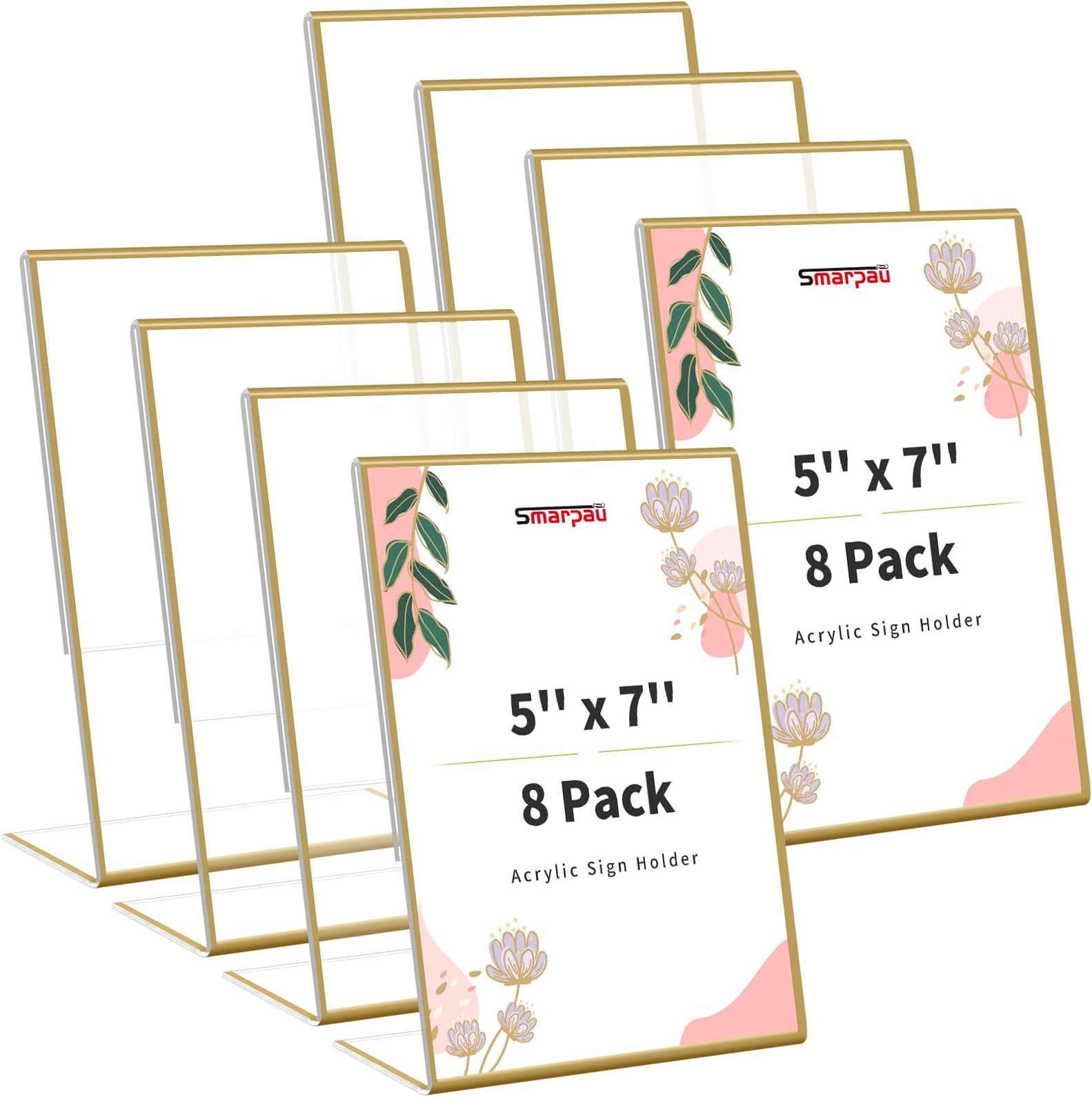 Amazon.com: CACASO 8 Pack Acrylic Sign Holder Gold Borders,5 x 7 Gold ...