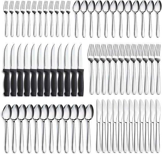 Amazon.com | Pleafind 72-Pieces Silverware Set for 12, Flatware Set ...
