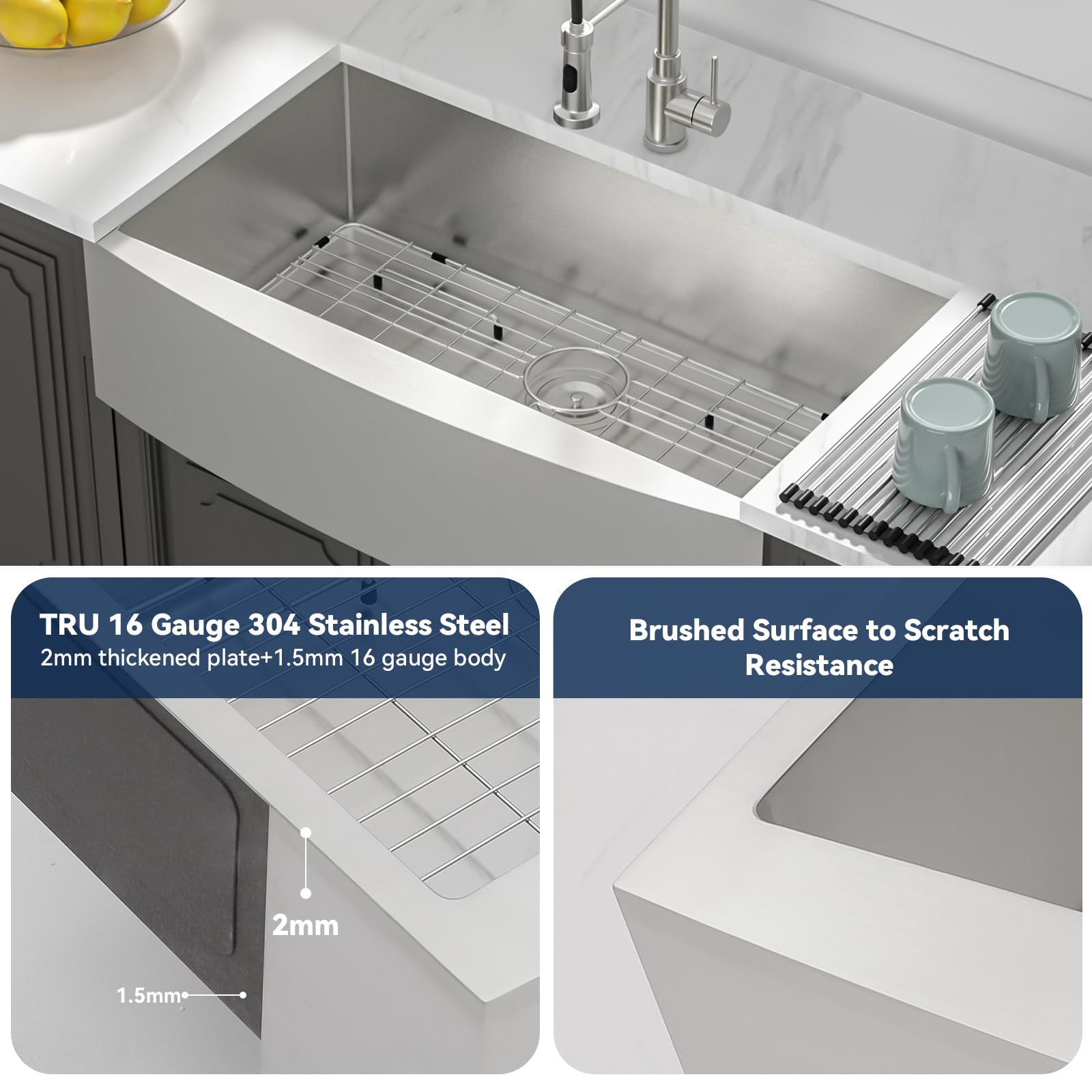 Snapklik.com : Lordear 36 Inch Farmhouse Kitchen Sink Stainless Steel ...