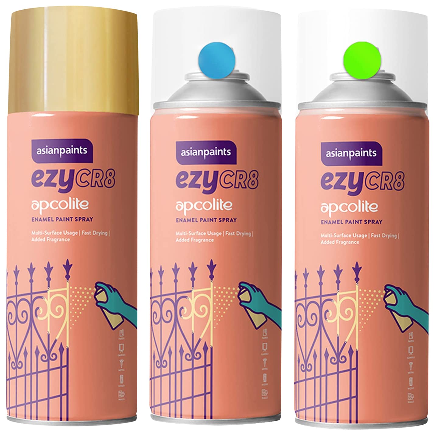 Asian Paints Multi Surface DIY Apcolite Enamel Paint Spray Gold 200ml