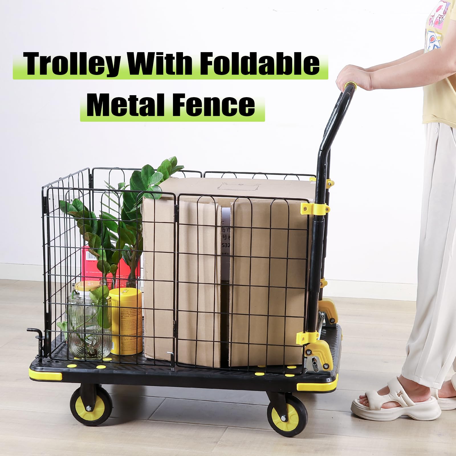 Lomive Platform Truck Trolley with Cage,Heavy Duty Cart 1100lbs ...