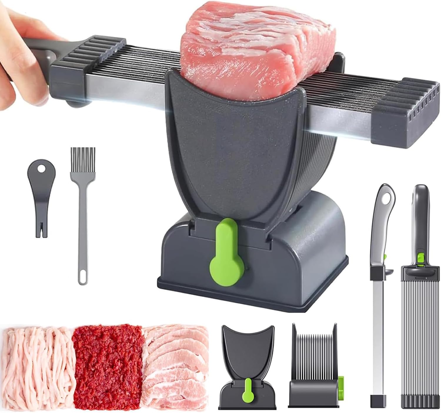 Meat Slicer for Home, Manual Fresh Meat Cutter Set with Thickness ...