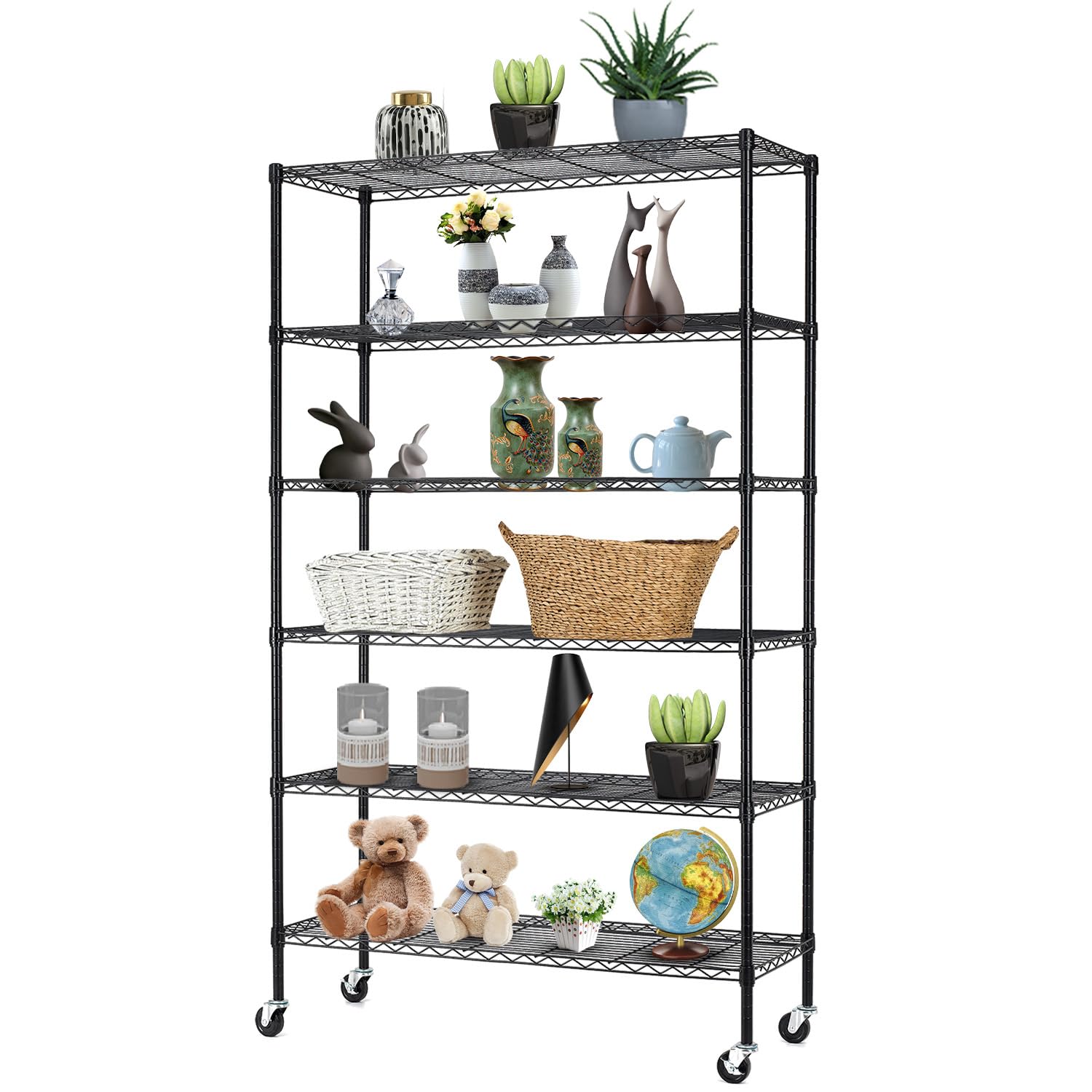 Amazon.com: Dopinmin 6-Tier Wire Shelving, 48x18x82in, 2100 lb Load ...