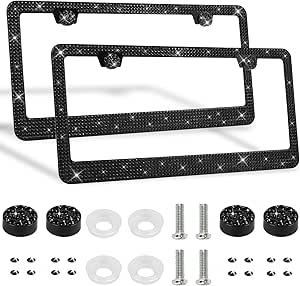 Amazon.com: 2 Pack Bling License Plate Frames Premium Sparkly License Plate Frame for Women ...