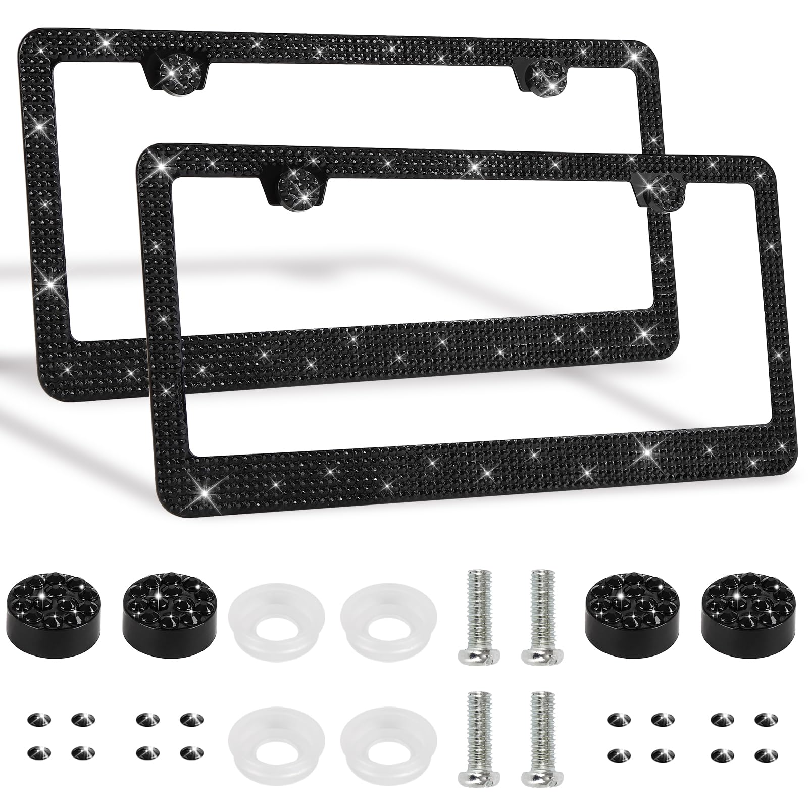 Amazon.com: 2 Pack Bling License Plate Frames Premium Sparkly License ...