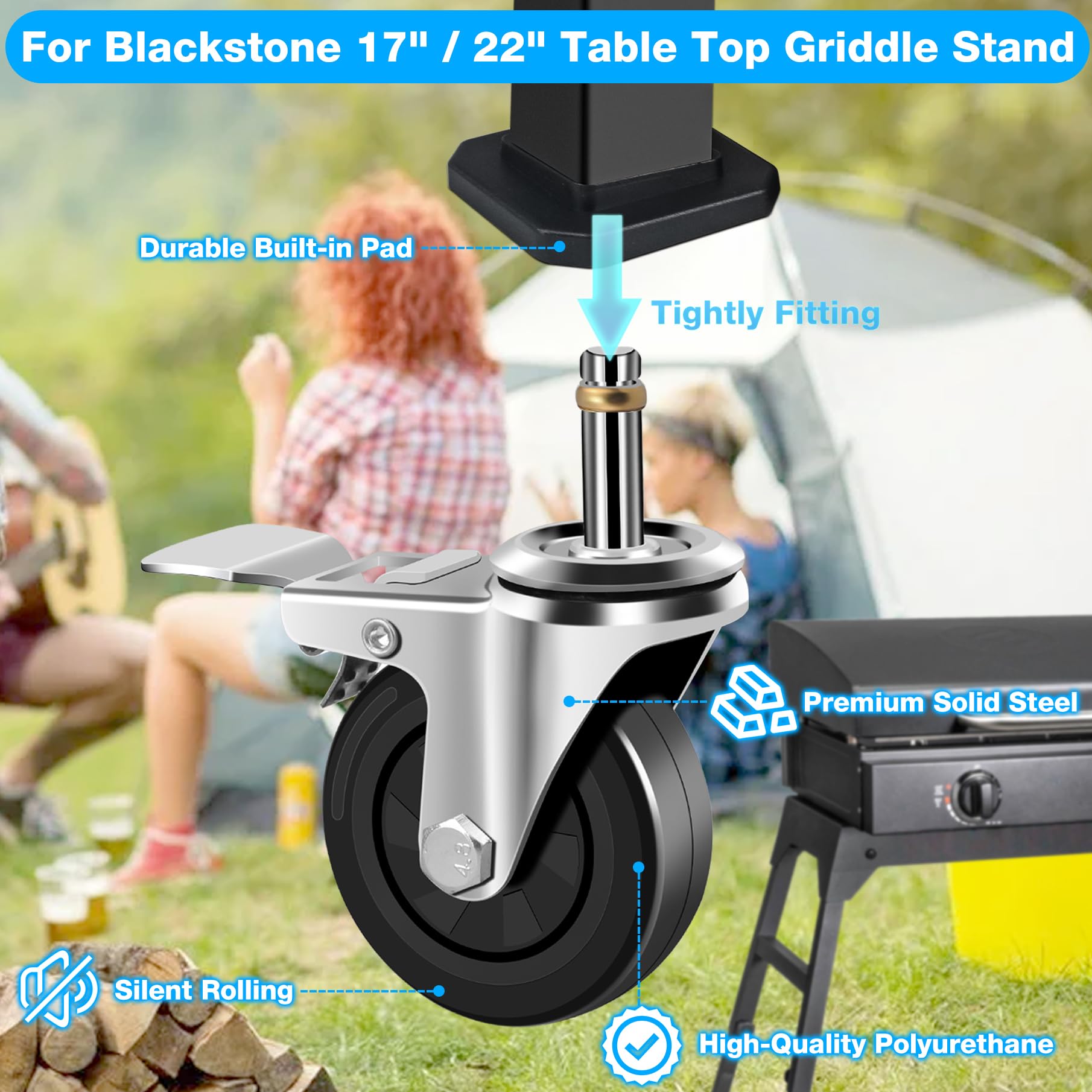 Snapklik.com : Unidanho 3"" Caster Wheels For Blackstone Griddle Stand ...