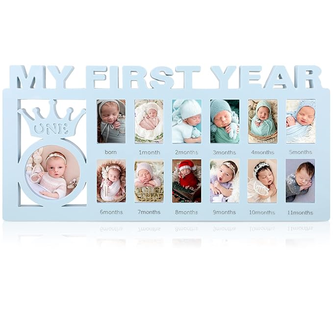 Amazon.com : Newborn Baby Picture Frame My First Year Frame Baby Photo ...