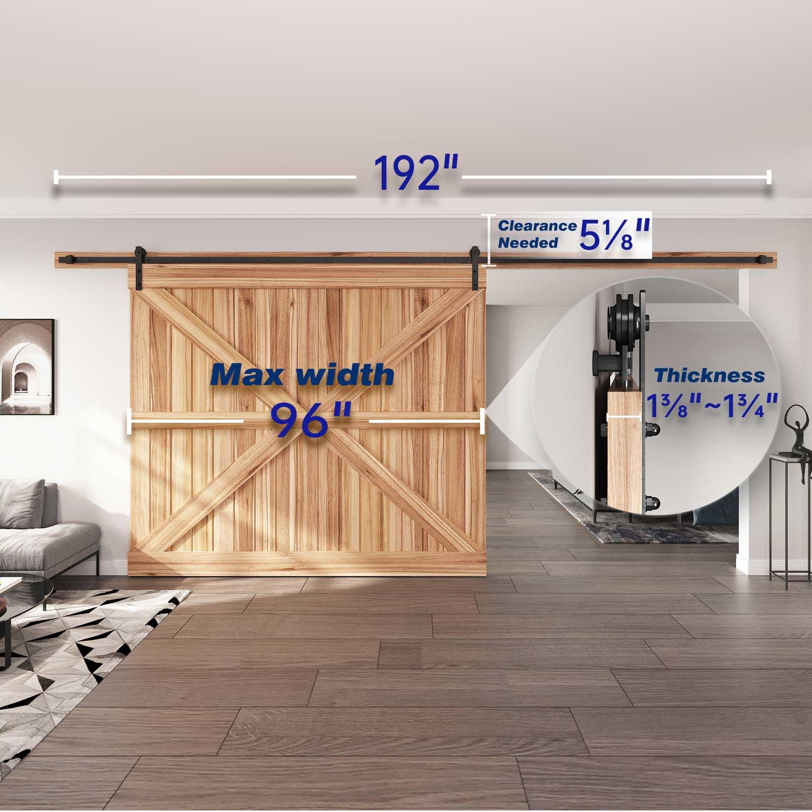 EaseLife 16 FT Heavy Duty Sliding Barn Door Hardware Track Kit,Straight ...