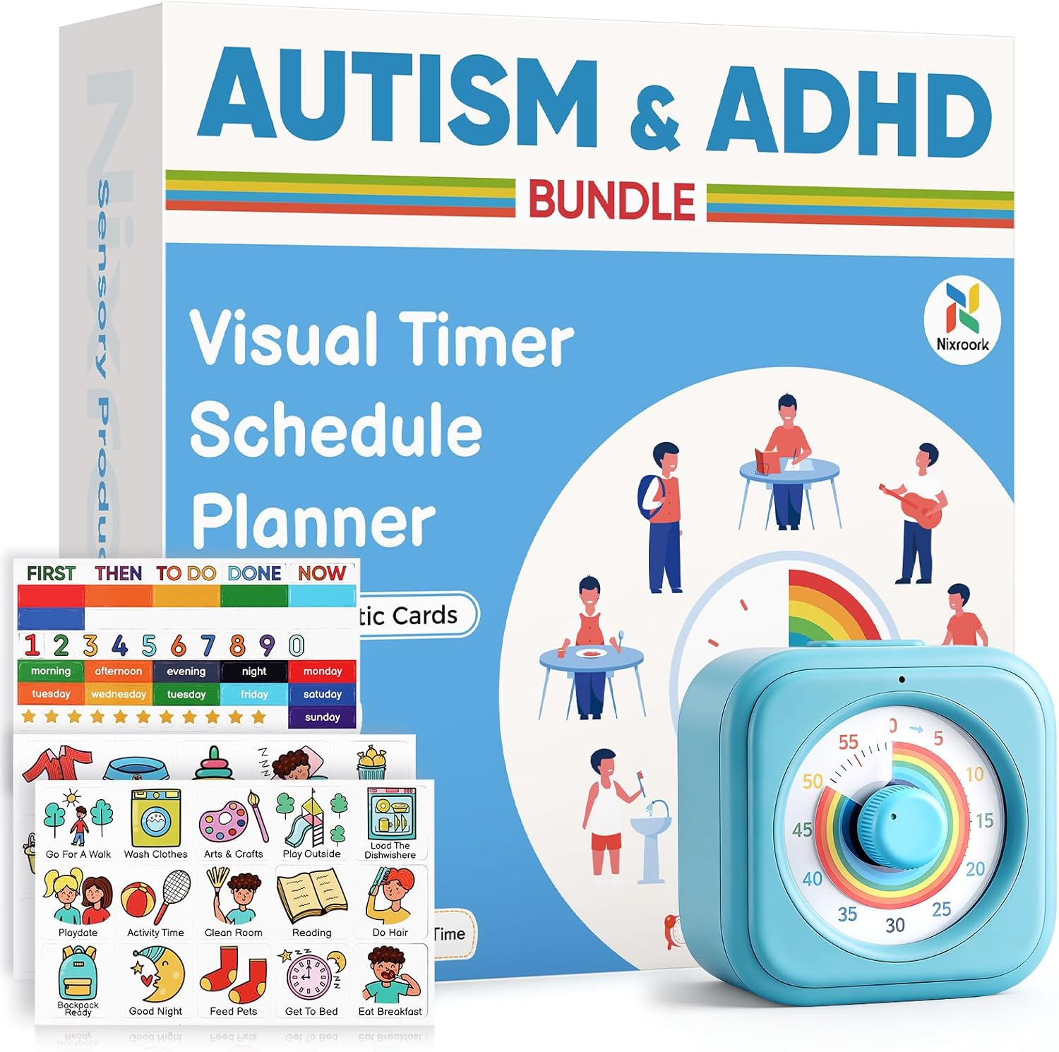 2-in-1 Visual Timer & Magnetic Visual Schedule for Kids, Autism ADHD ...