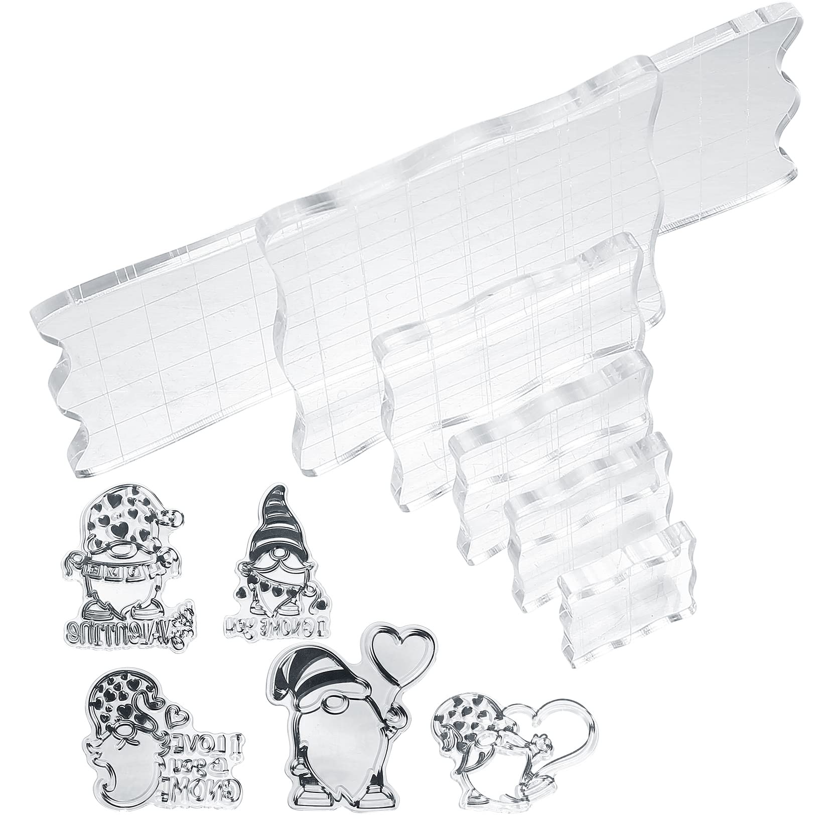 6 Pcs Acrylic Stamp Blocks, Clear Acrylic Stamps Stamping Blocks with ...