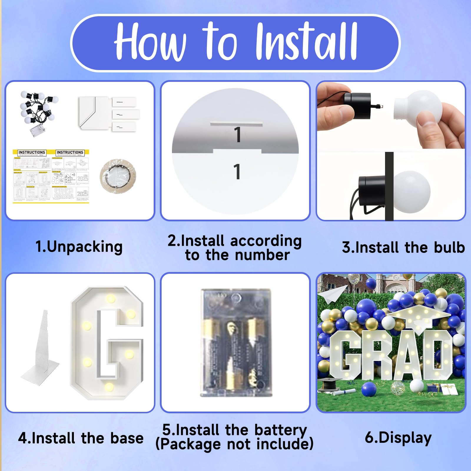 Snapklik.com : 3FT Marquee Light Up Letters Grad, 2FT Mosaic Letter ...