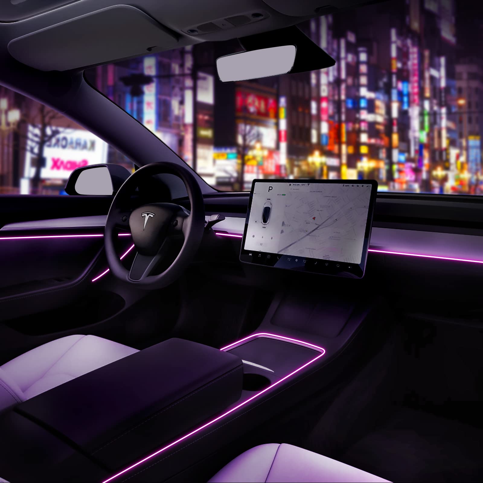 Buy SUMK 2021 Tesla Model Y Model 3 Neon Accent Light Tubes RGB ...