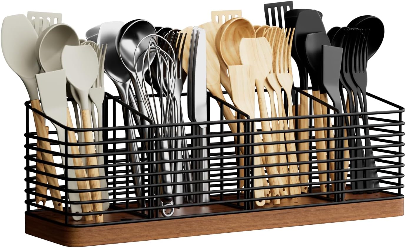Amazon.com: podafu Extra Large Kitchen Utensil Holder with 4 ...