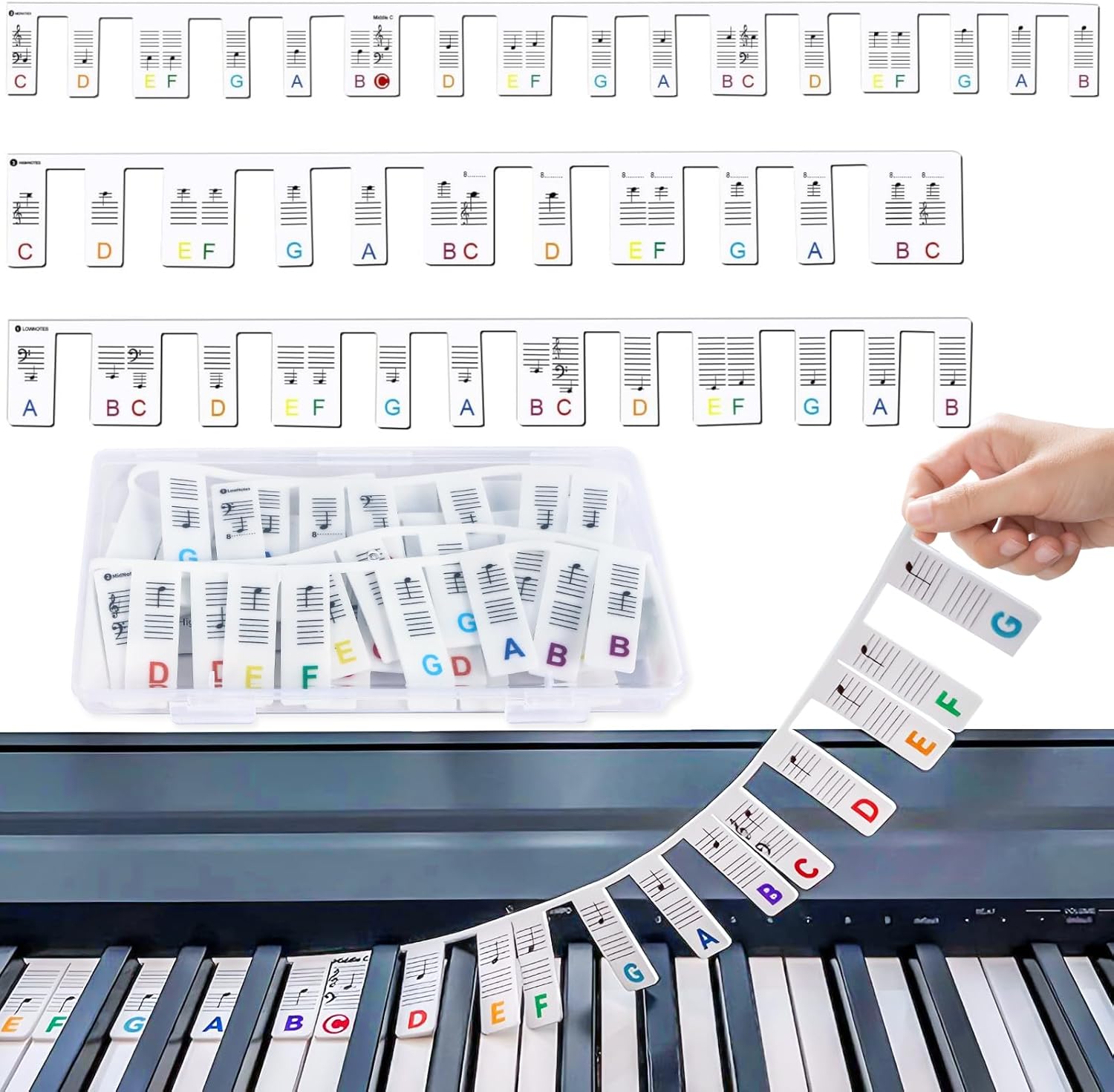 Removable Piano Keyboard Note Labels, Washable Beginners Piano Notes ...
