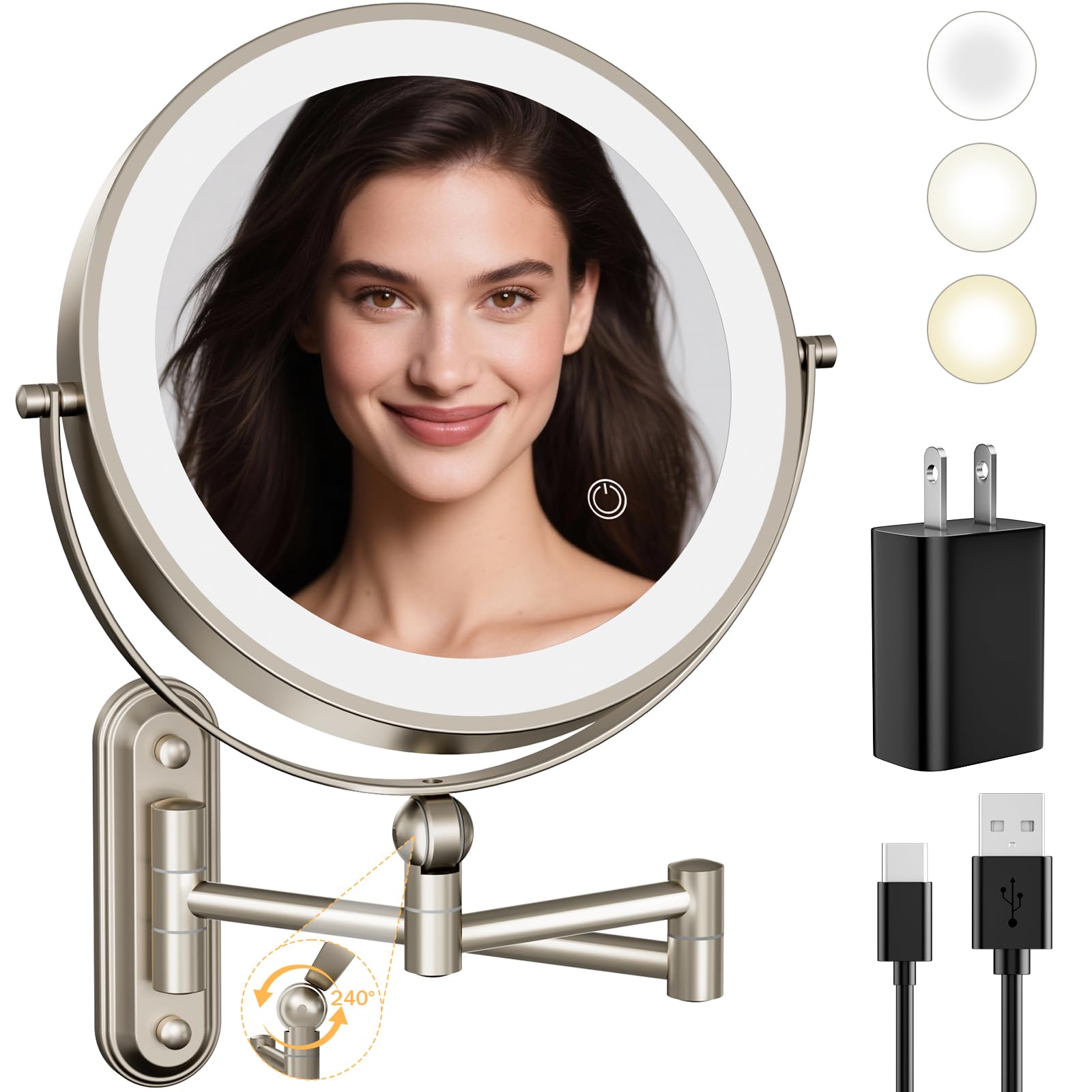 50x Magnifying Mirror With Light
