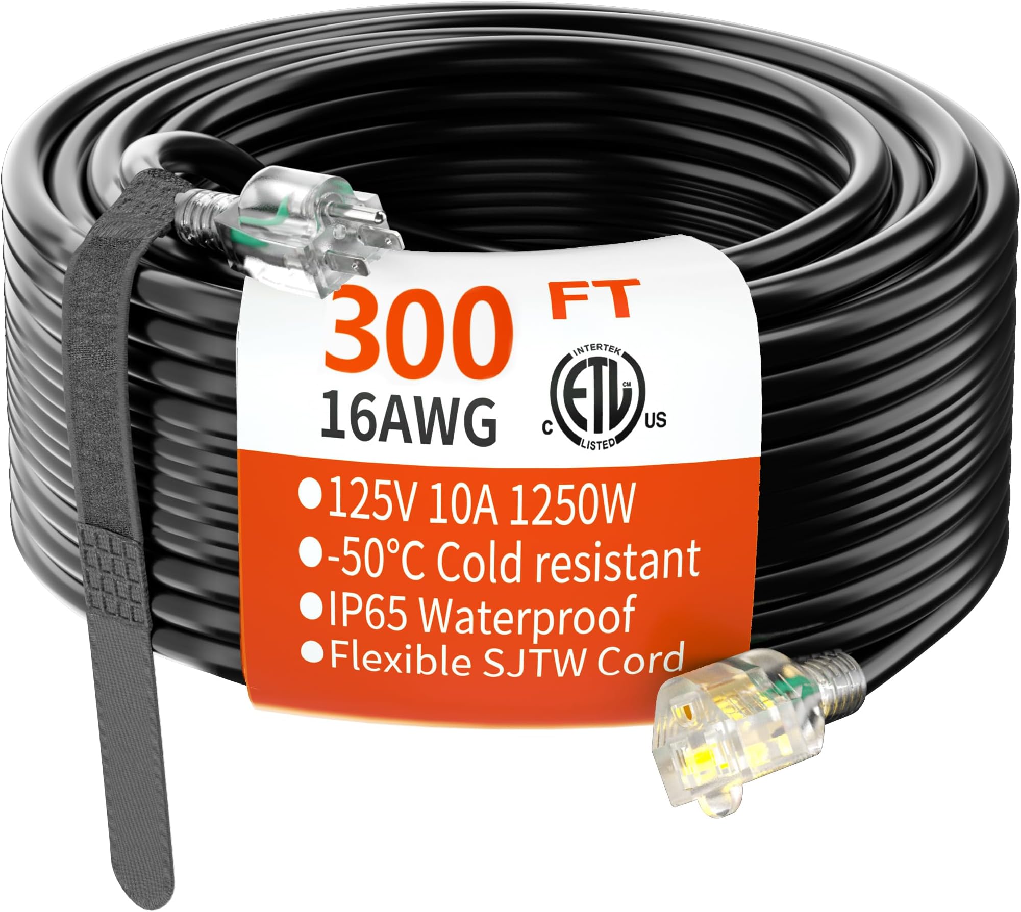 Amazon.com: HUANCHAIN 300 FT 16 Gauge Black Indoor Outdoor Extension ...