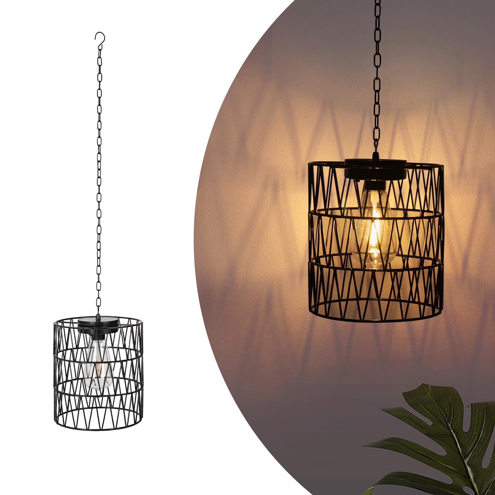 Livinlarge Solar Pendant Lights Outdoor Hanging Solar Light, IP44 ...