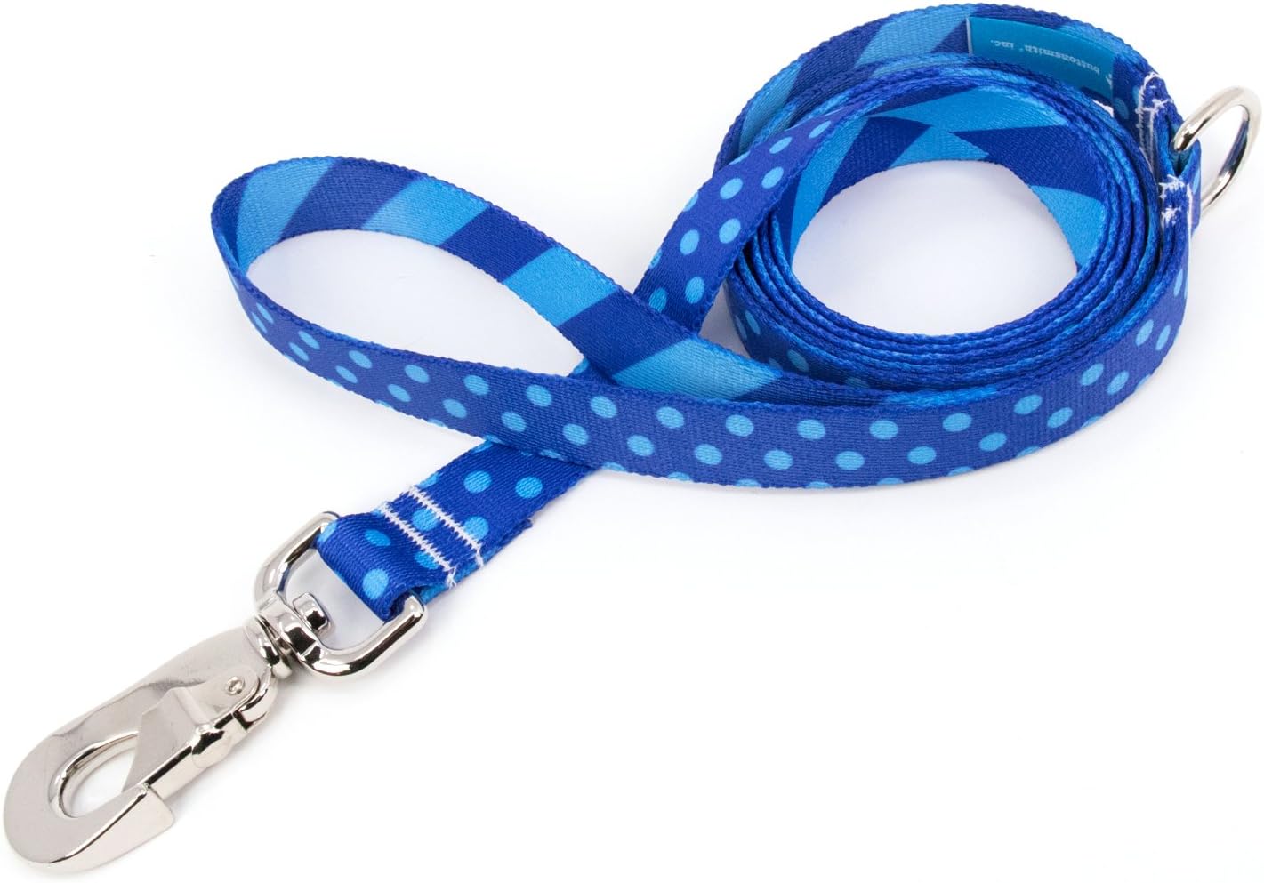 Buttonsmith Blue Dots Dog Leash, 5 ft Length, Large Width Fadeproof ...