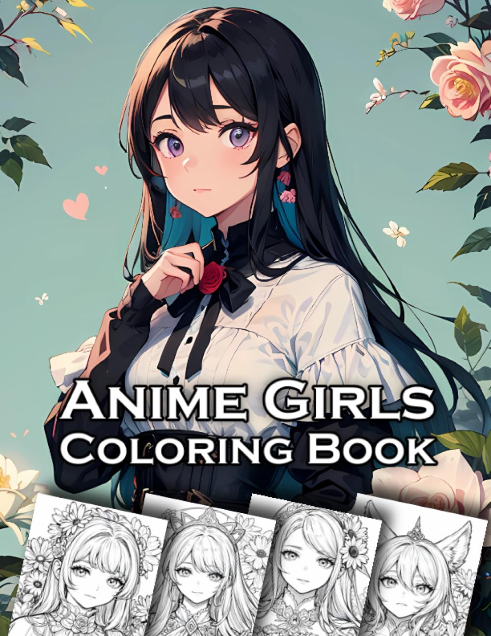 Amazon.com: Anime Girls Coloring Book: Cute anime girls with Flowers ...