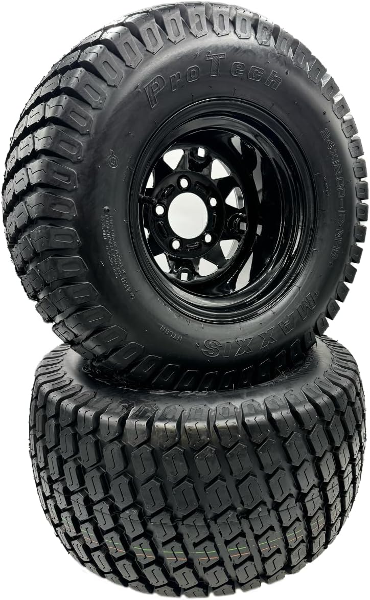 Amazon.com: Set of 2-24x12.00-12 4 Ply Turf Tech Tire & Wheel Assembly : Patio, Lawn & Garden